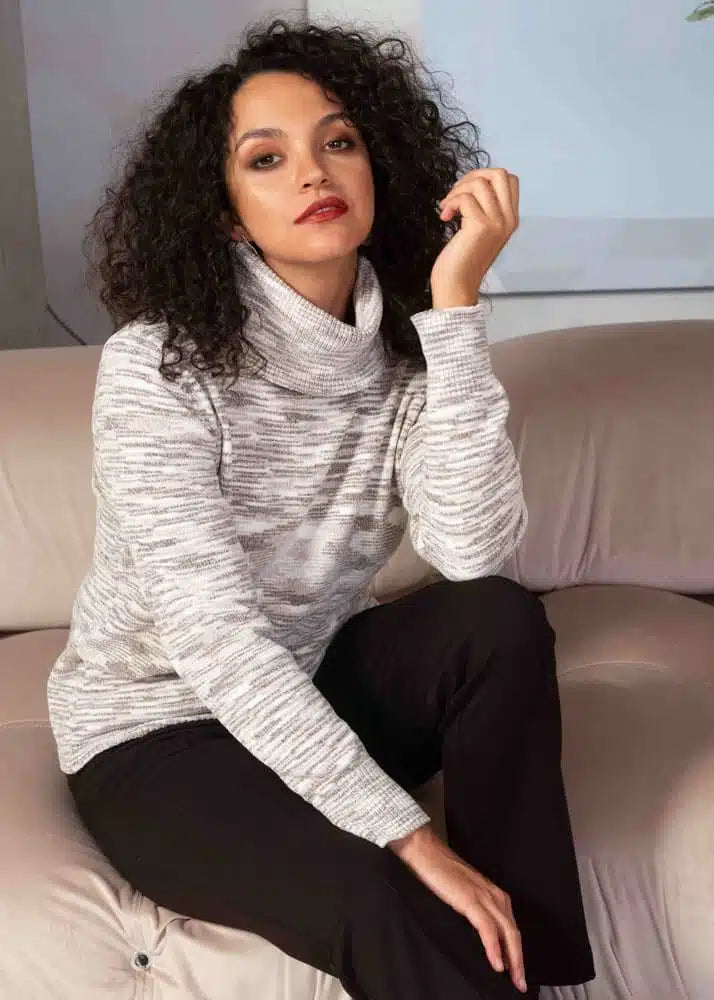 Alison Sheri Grey Multi-Colour Cowl Neck Sweater – Style Boutique